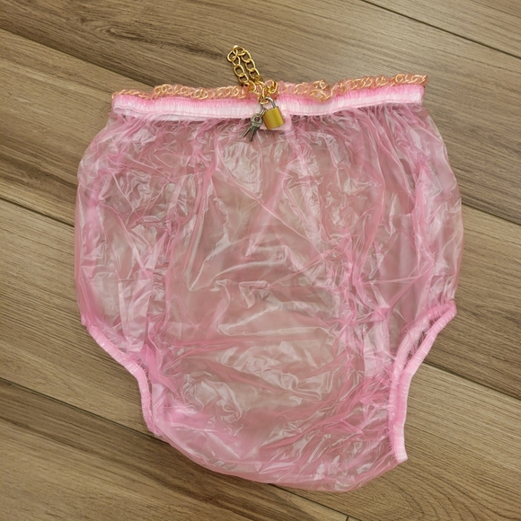Intimates & Sleepwear | Pink Locking Clear Pvc Plastic Pants Adult ...
